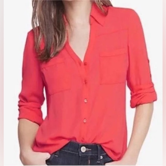 Express | Tops | Limited Express Portofino Buttonup Shirt Coral Pink ...